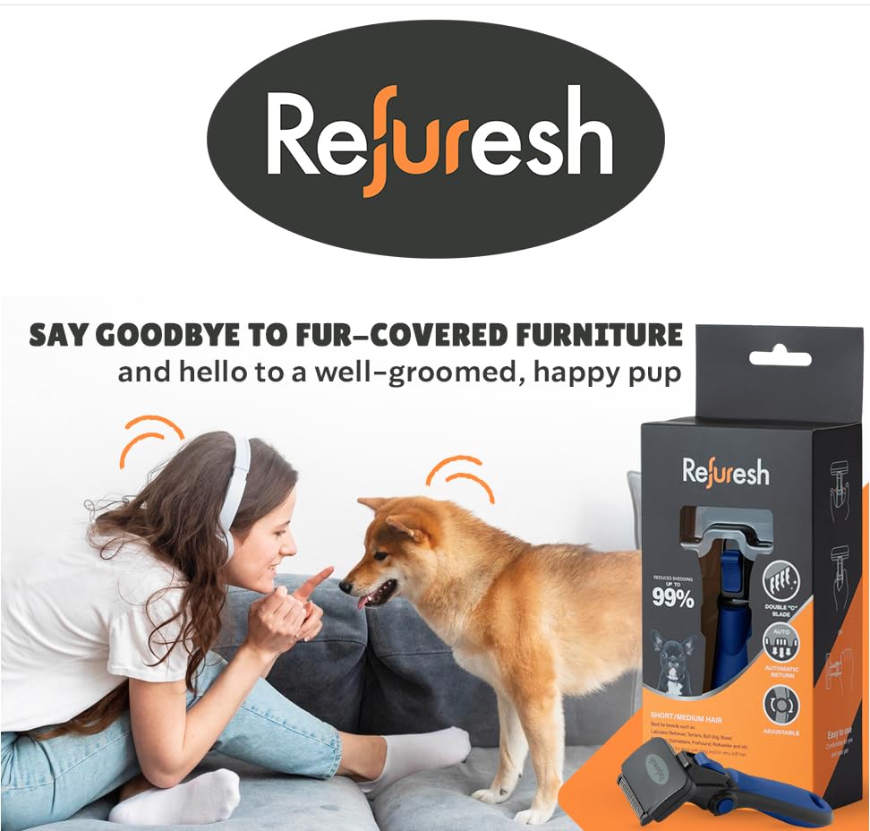 Gentle Deshedding Brush for Pets with Short/Medium Hair – Refuresh