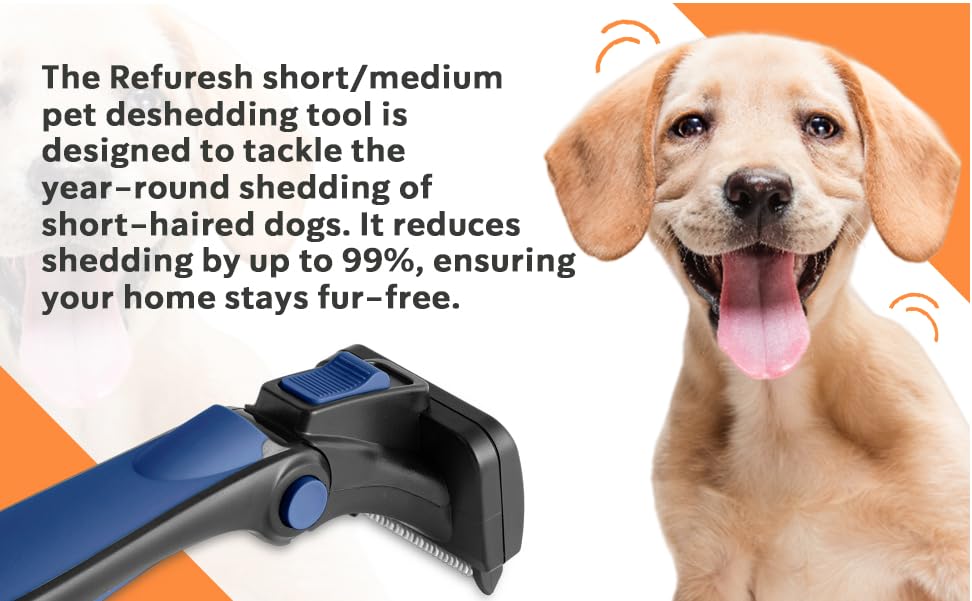 Gentle Deshedding Brush for Pets with Short/Medium Hair – Refuresh